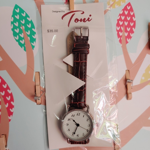 Toni | Accessories | Vintage Tortoise Shell Strap Plain Face Watch ...